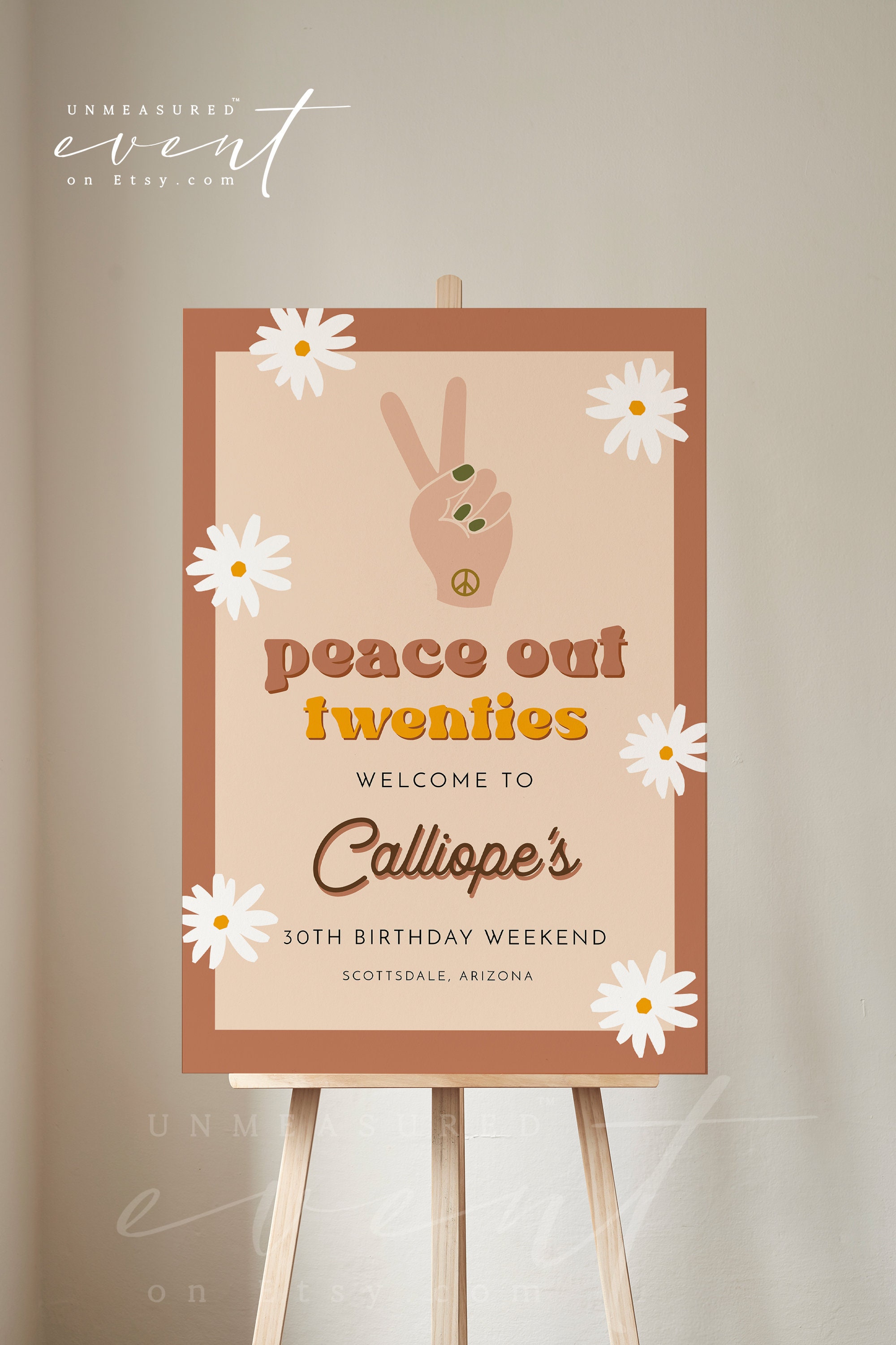 STEVIE Birthday Welcome Sign Template Retro Daisy Birthday - Etsy
