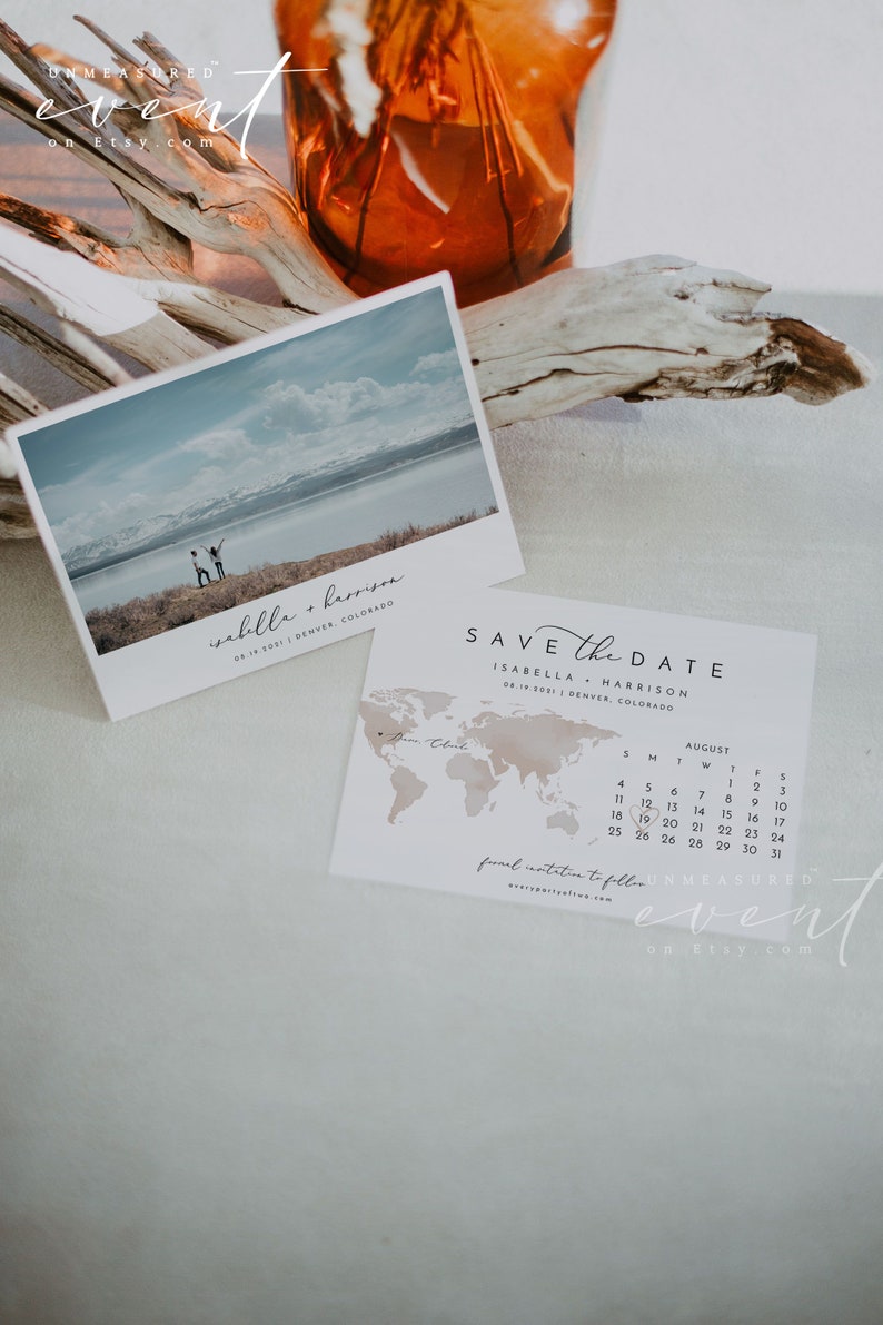 Destination Wedding Save the Date Template, Watercolor Map Save the ...