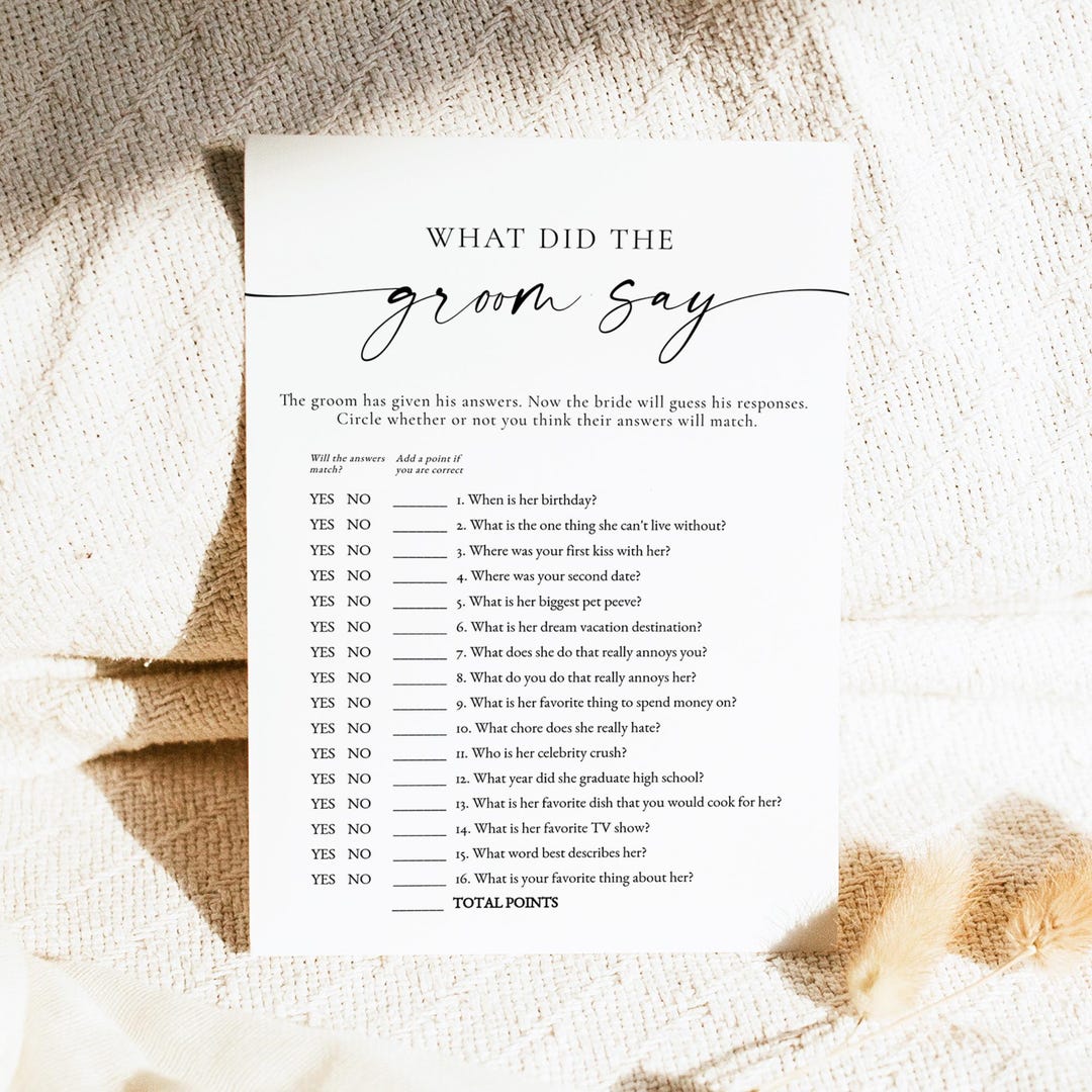 What Did The Groom Say Bridal Shower Game