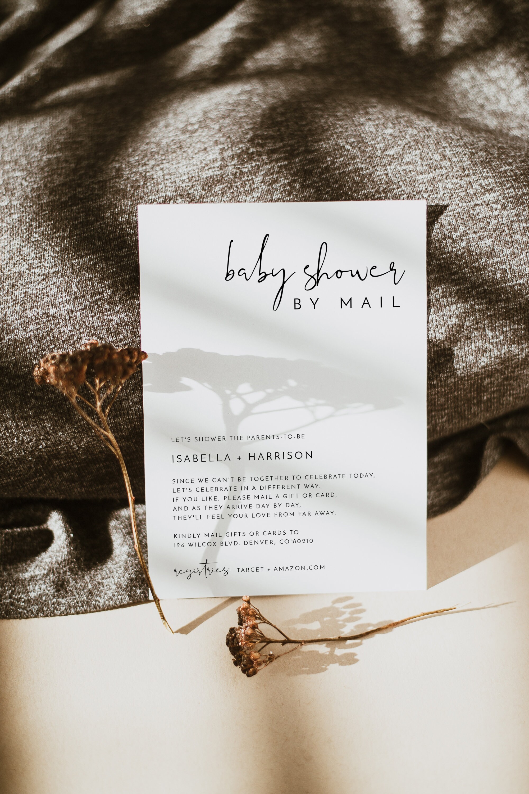 ADELLA Baby Shower By Mail Invitation Template Modern Baby | Etsy
