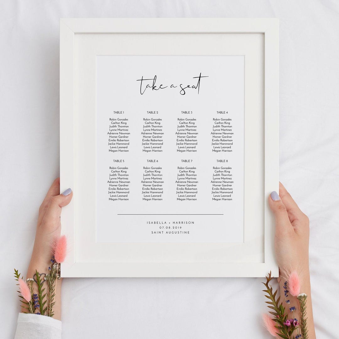 Minimalist Small Seating Chart, Wedding Seating Chart, Seating Sign ...