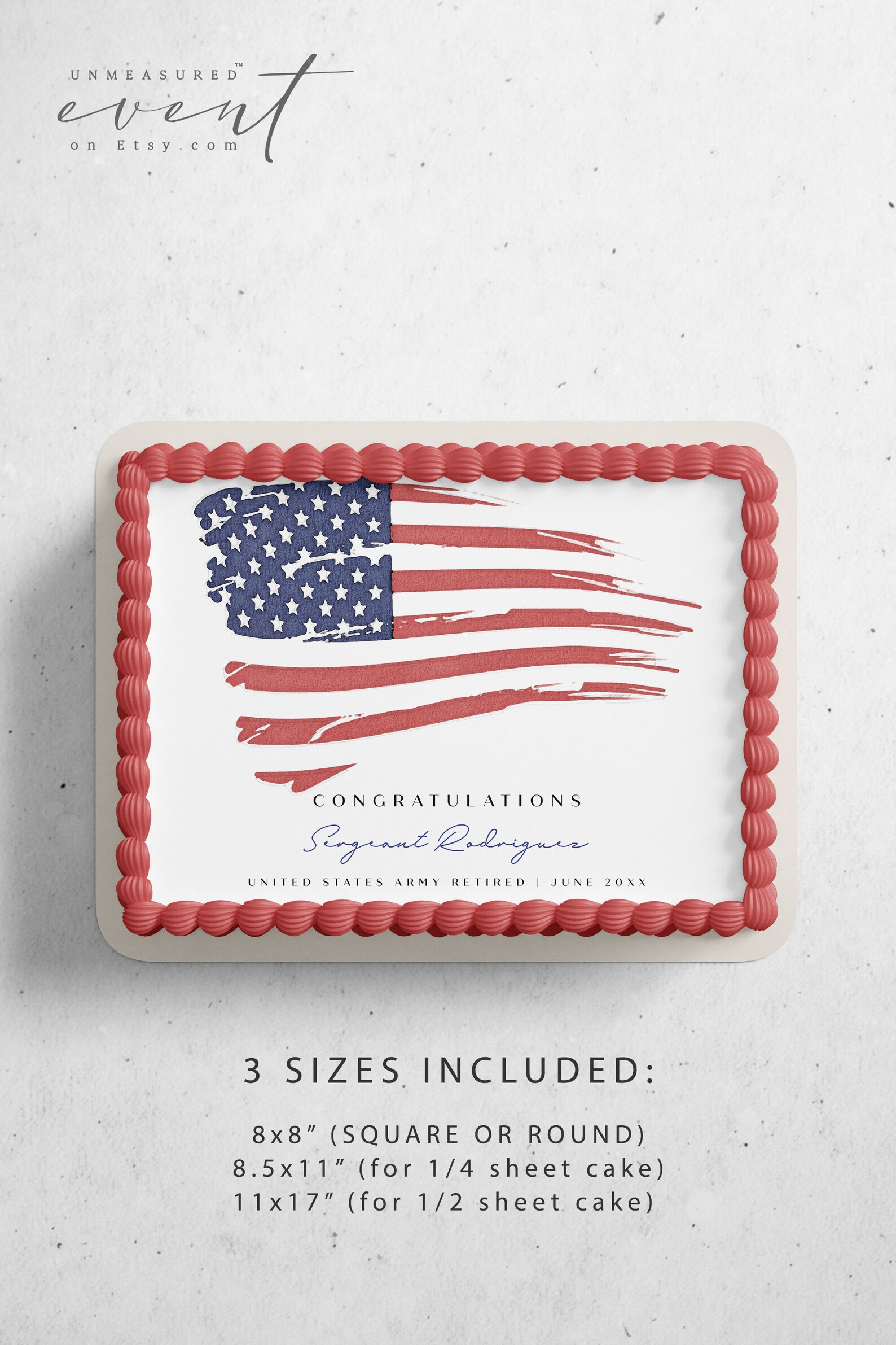 American Flag Cake Topper TEMPLATE United States Retirement | Etsy