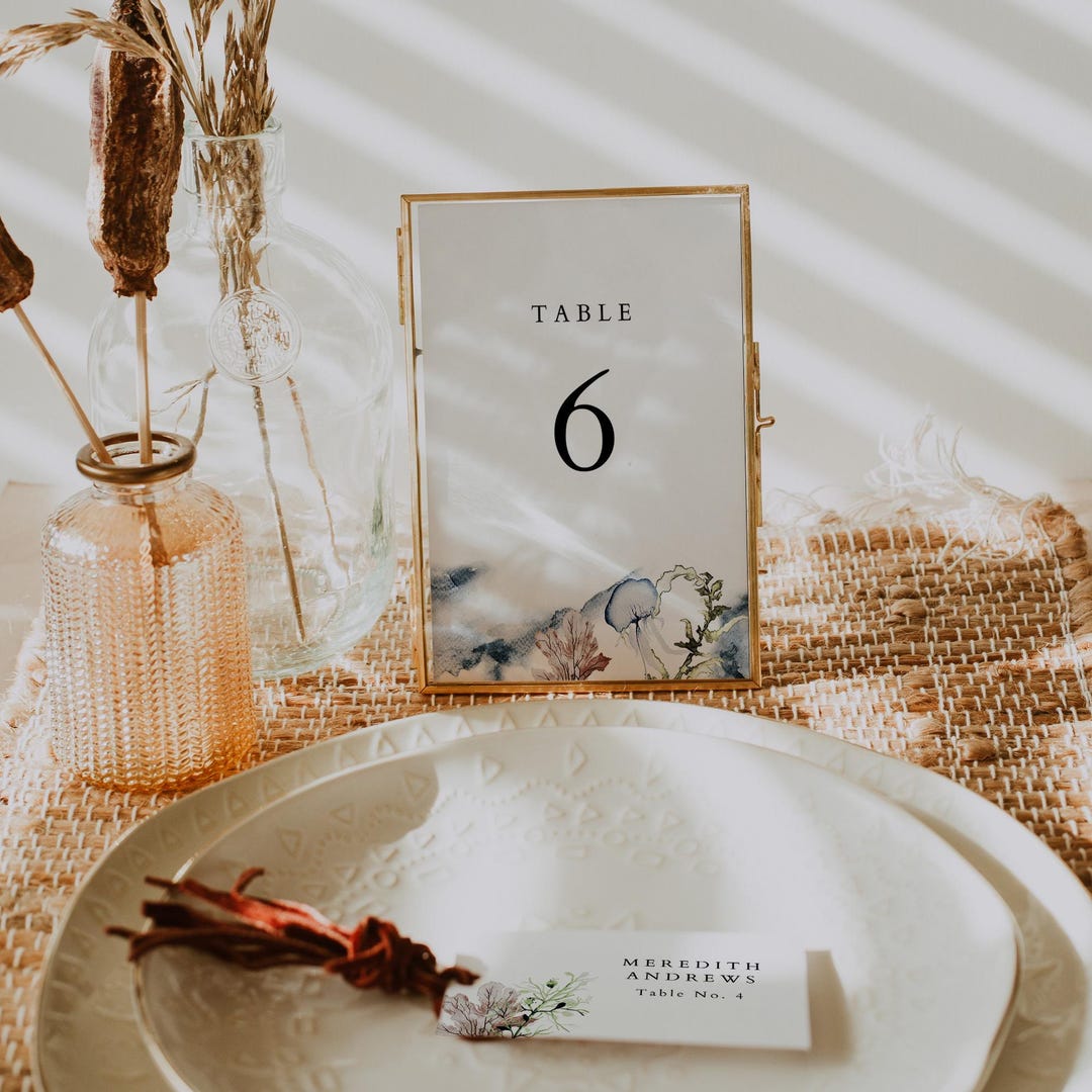 Ocean Table Number Template, Beach Wedding Table Number Printable ...