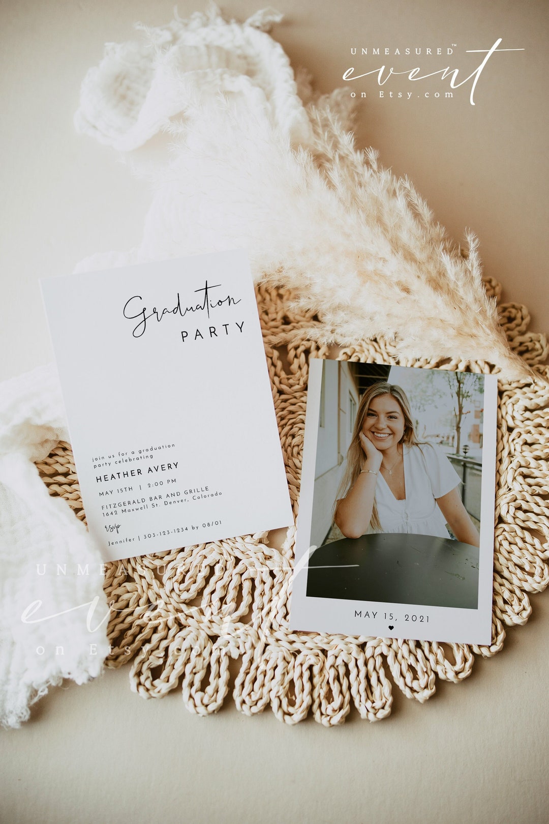 ADELLA Minimalist Graduation Invitation Template, Modern Graduation ...