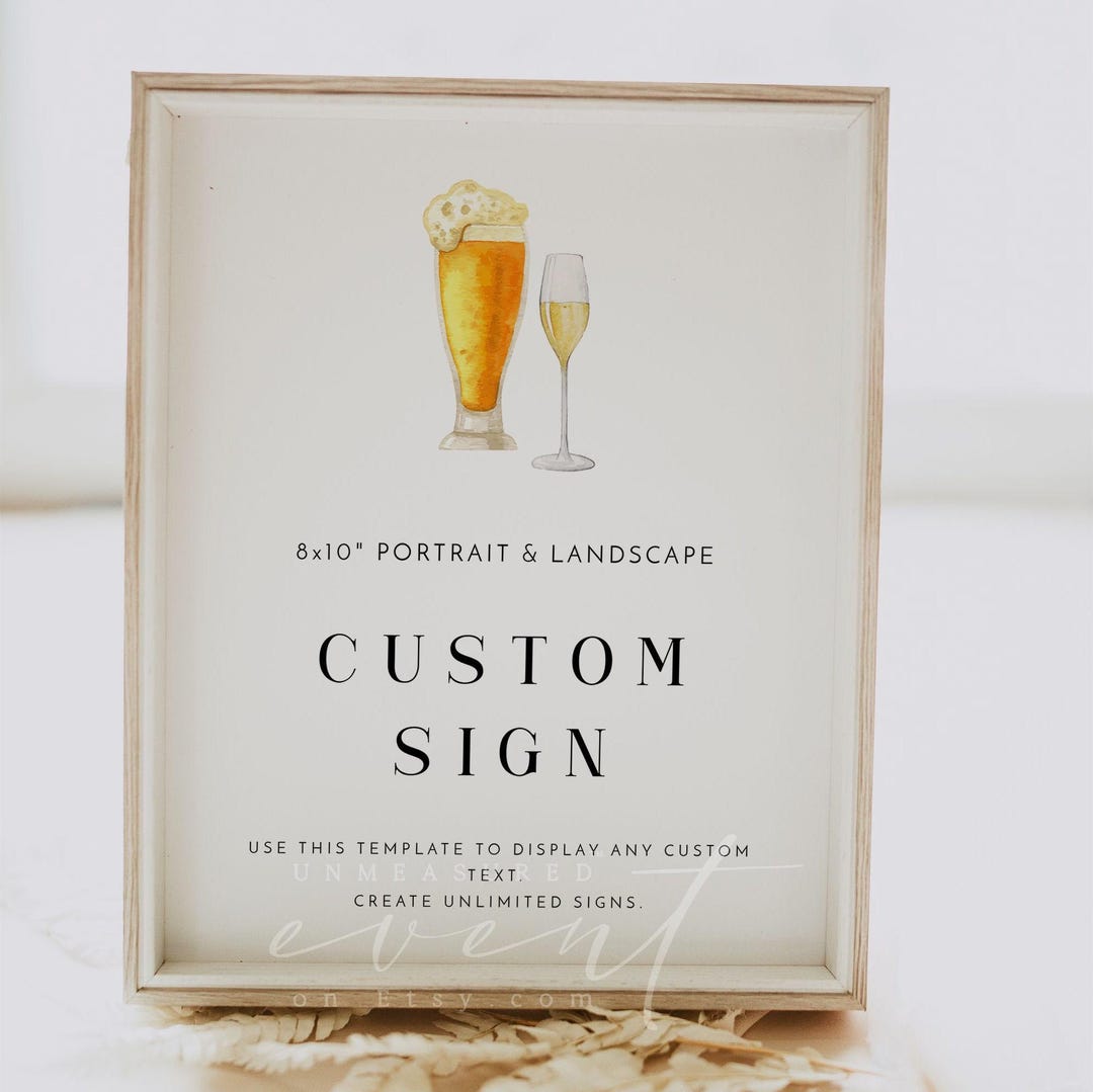 Custom Signs, Printable Signs, 8x10" Tabletop Sign Template, Bubbles ...