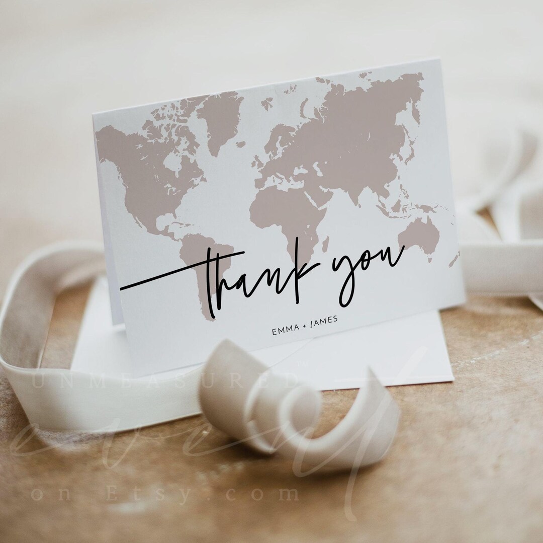 Thank You Card Template, Printable Thank You Card, Destination Wedding ...