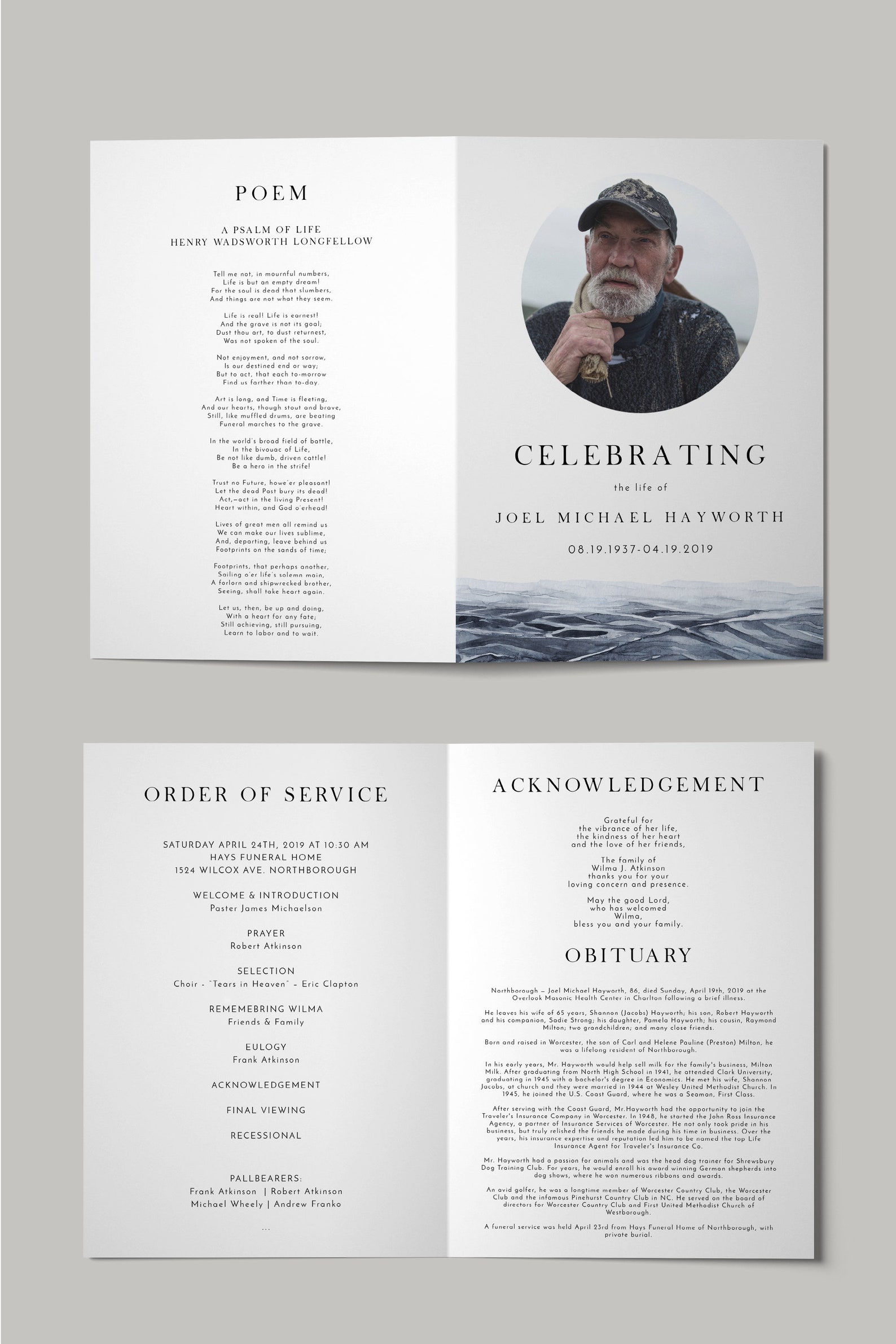 Funeral Program Template Ocean, Printable Funeral Program Template for ...