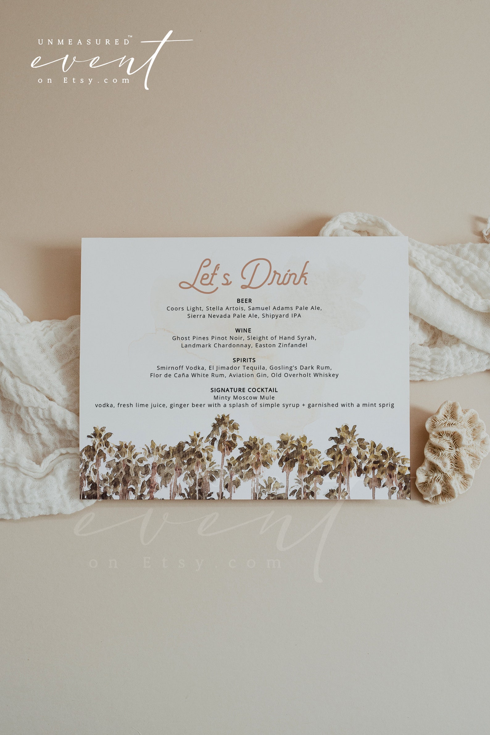 NANI Bar Menu Template Vintage Hawaii Wedding Drink Menu - Etsy