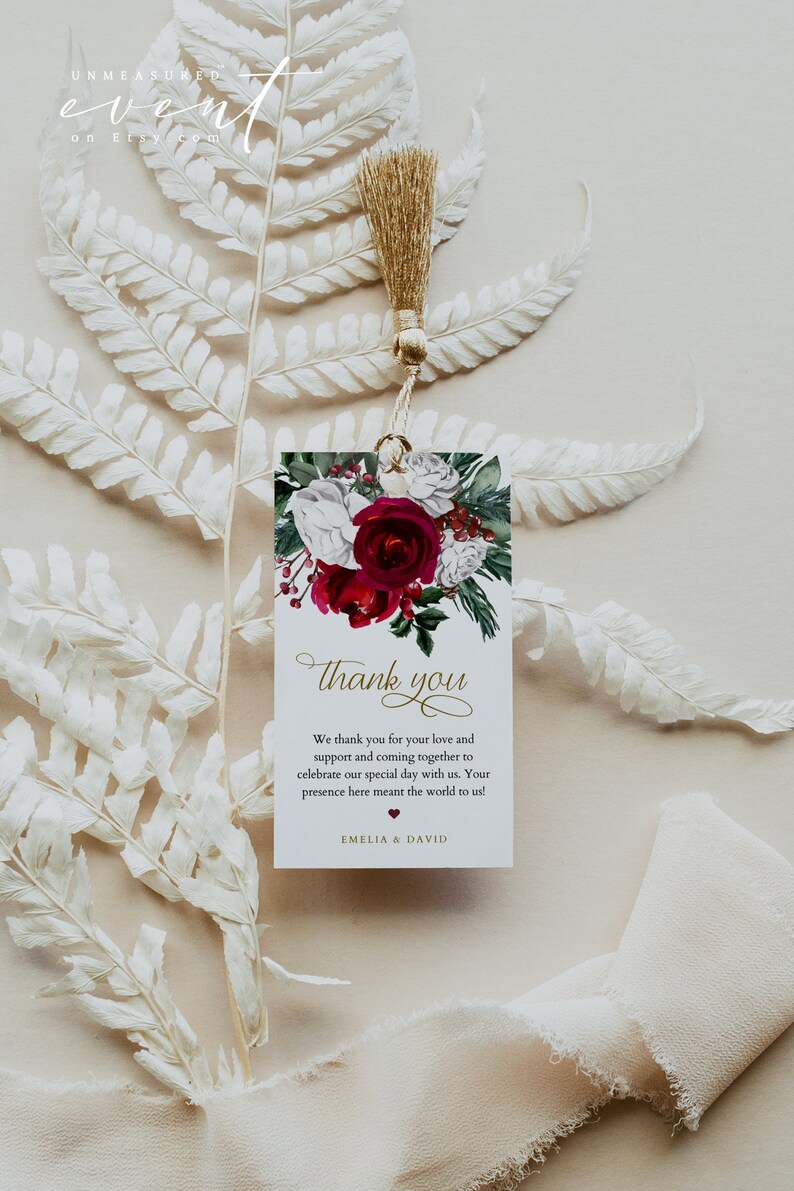 HOLLY Printable Favor Tag Christmas Wedding Favor Tag Floral - Etsy