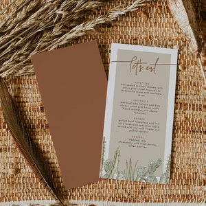 JADE Desert Wedding Menu Template, Cactus Menu Printable, Desert ...