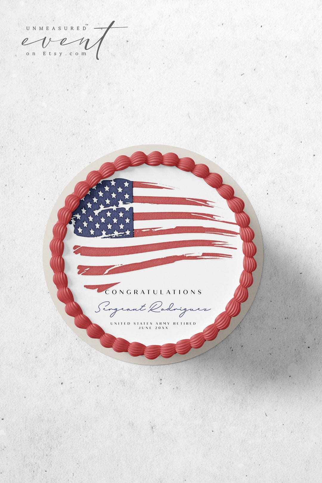 American Flag Cake Topper TEMPLATE, United States Retirement Cake ...