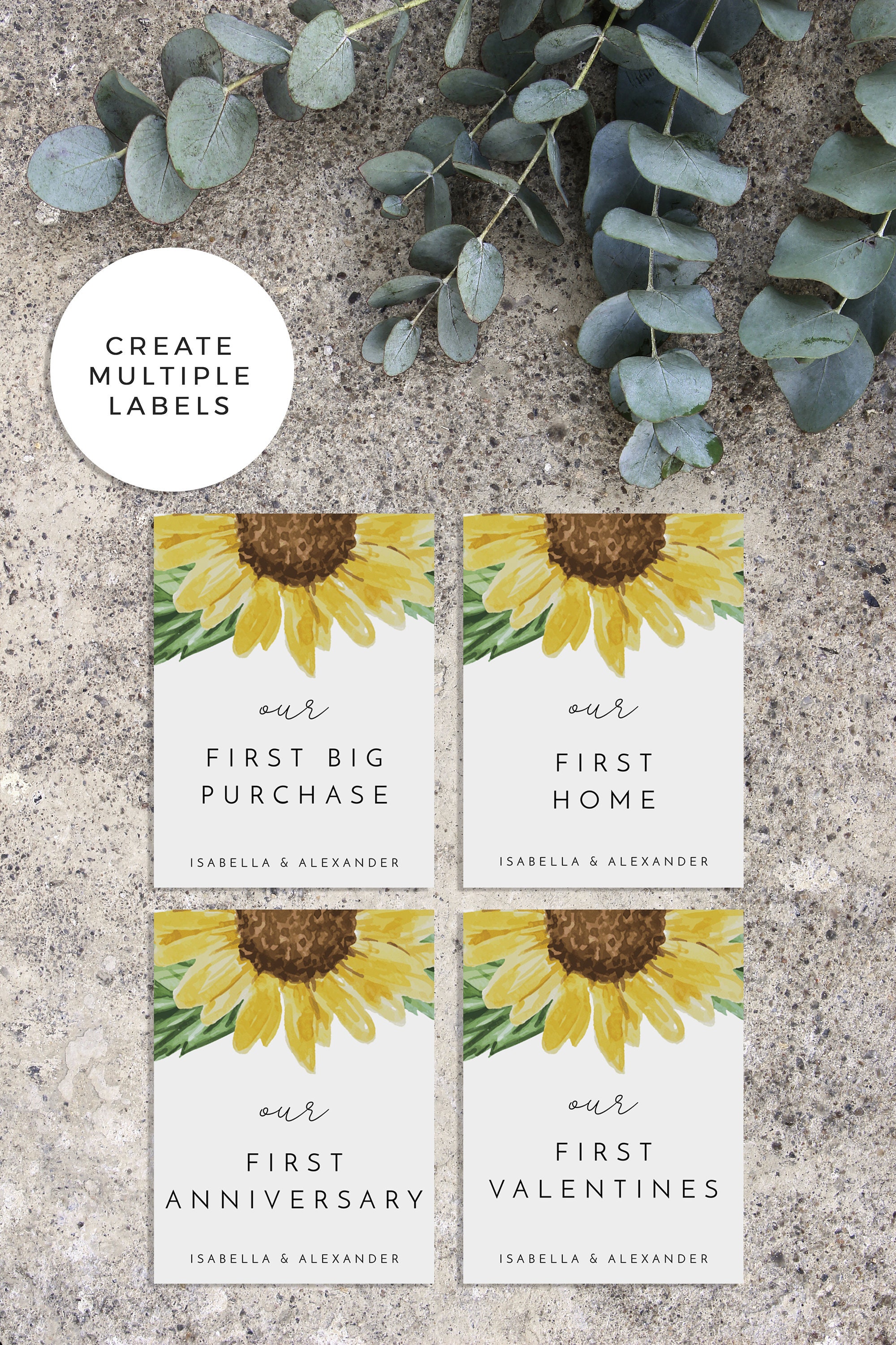 EMMA Sunflower First Wine Label Template Firsts Bottle - Etsy