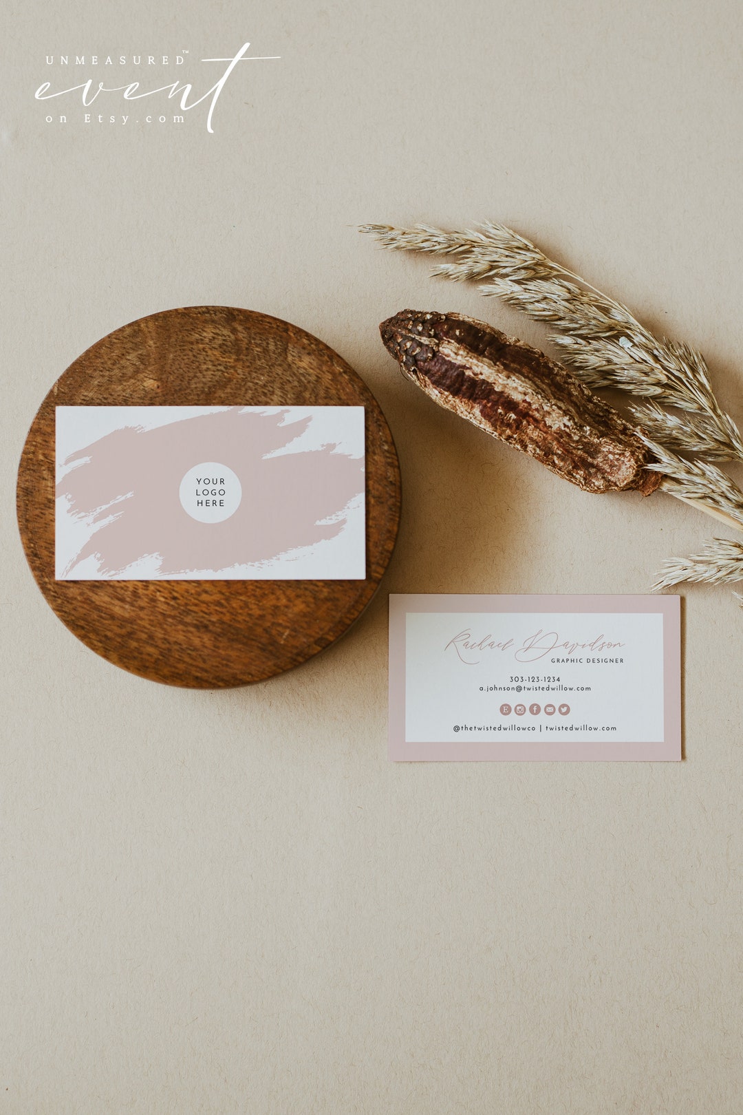 GRETCHEN Business Card Template, Printable Business Cards, Pink ...