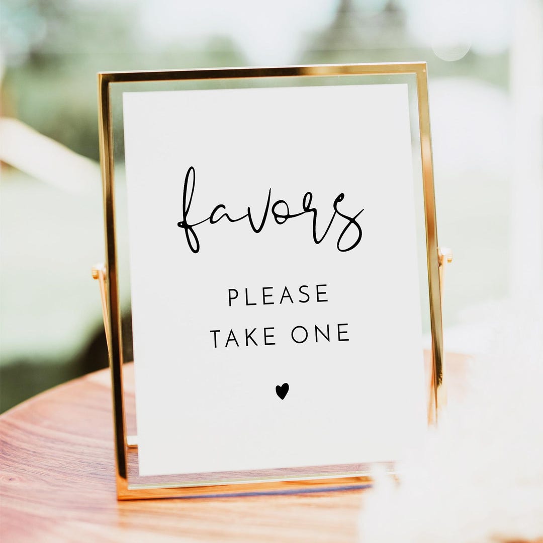 Minimalist Favors Sign Printable, Modern Wedding Favor Sign, Please ...