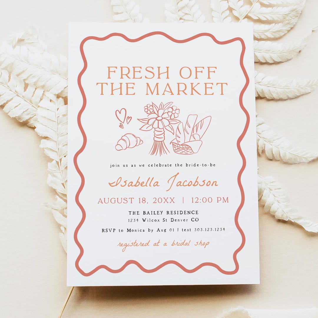 ELIZA Fresh off the Market Bridal Shower Invitation Template, Whimsical ...
