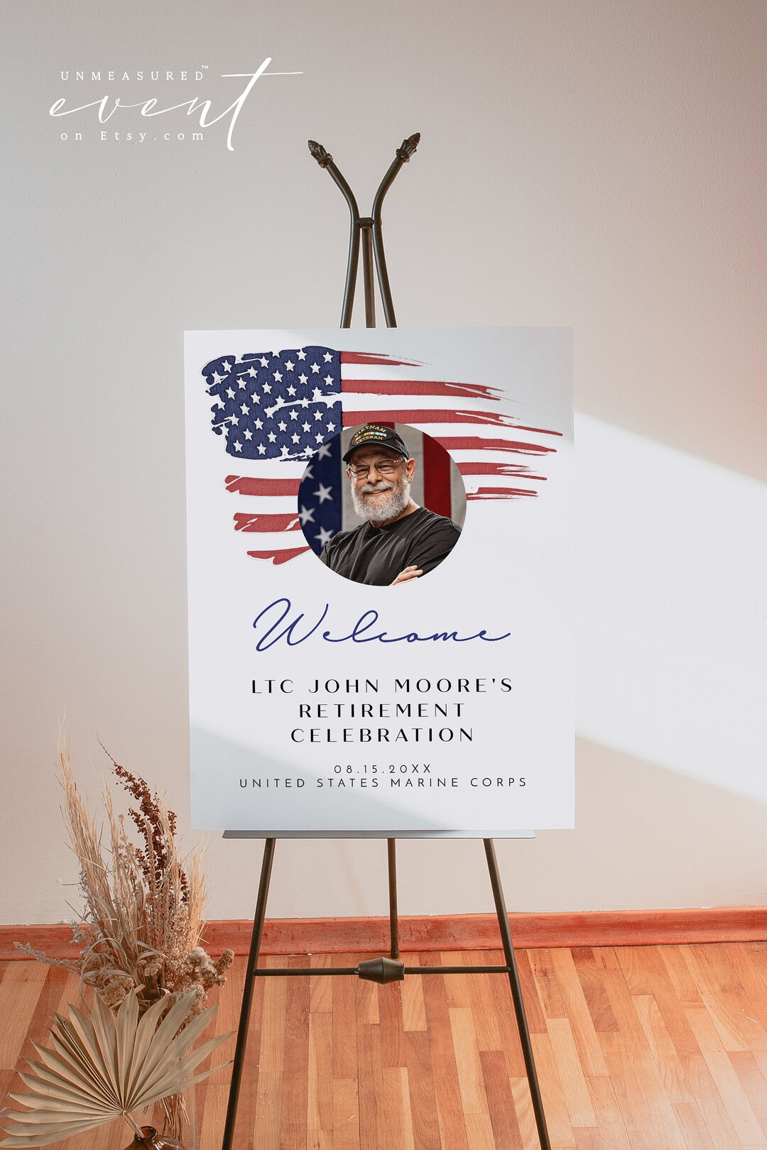 AMERICAN FLAG Retirement Party Welcome Sign Template, Army Retirement ...