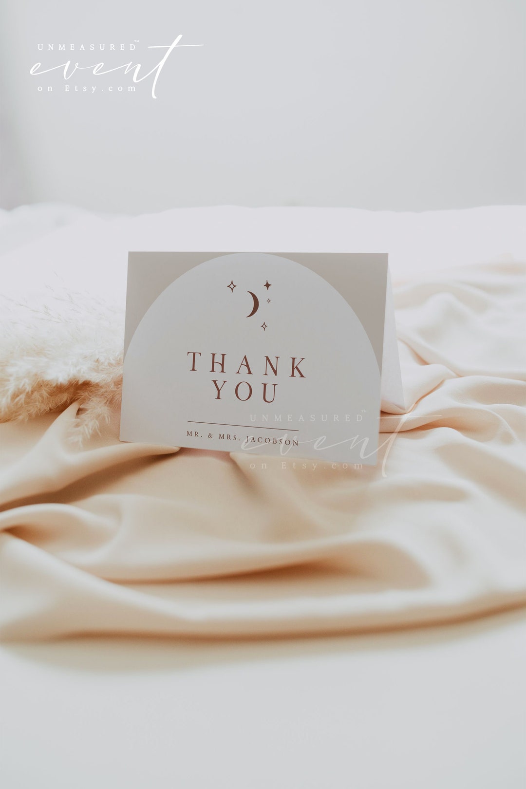 CELESTE Printable Thank You Card Template, Wedding Thank You Card, Moon ...