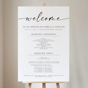 Wedding Program Sign Template, Printable Wedding Program Poster, Modern ...