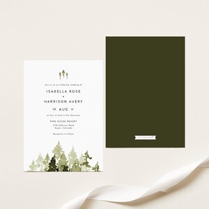 JENNA Pine Tree Wedding Invitation Template, Pine Wedding Invitation, Forest Wedding Invitation ...