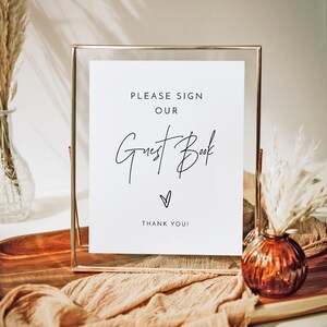 Minimalist Guest Book Sign Template, Boho Sign Our Guestbook Sign ...
