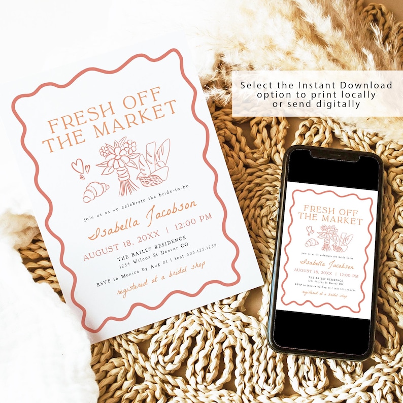 ELIZA Fresh off the Market Bridal Shower Invitation Template, Whimsical ...