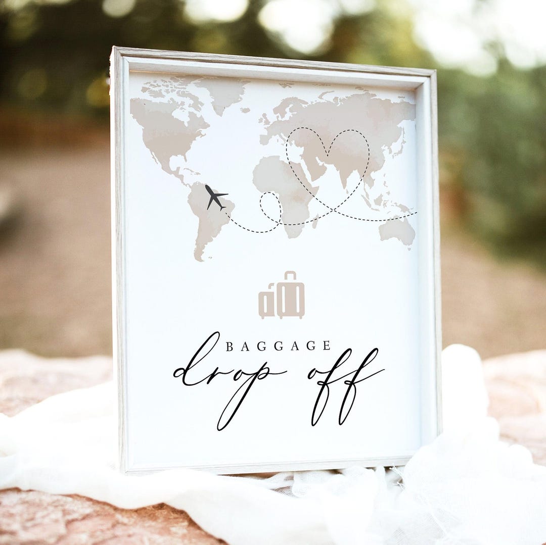 Baggage Drop off Sign Printable, Airplane Baby Shower Coat Check Sign ...