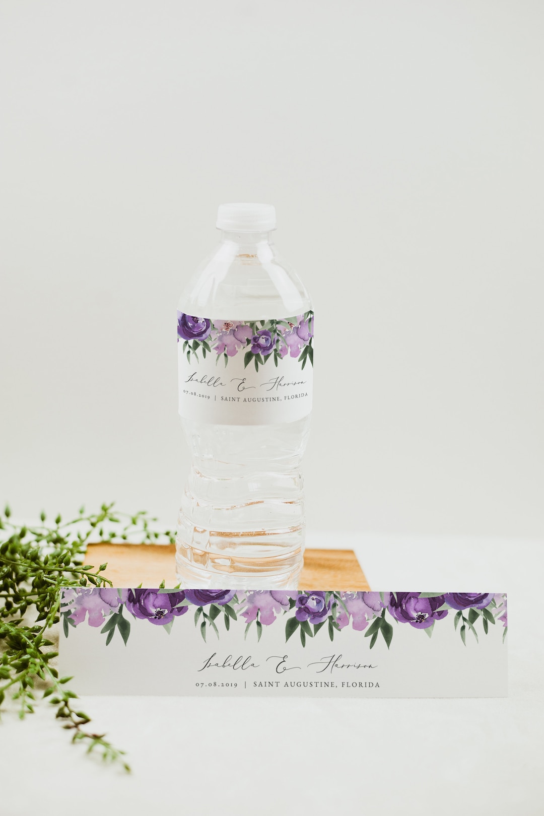 LILAH Purple Water Bottle Label Template, Purple Wedding Water Bottle ...