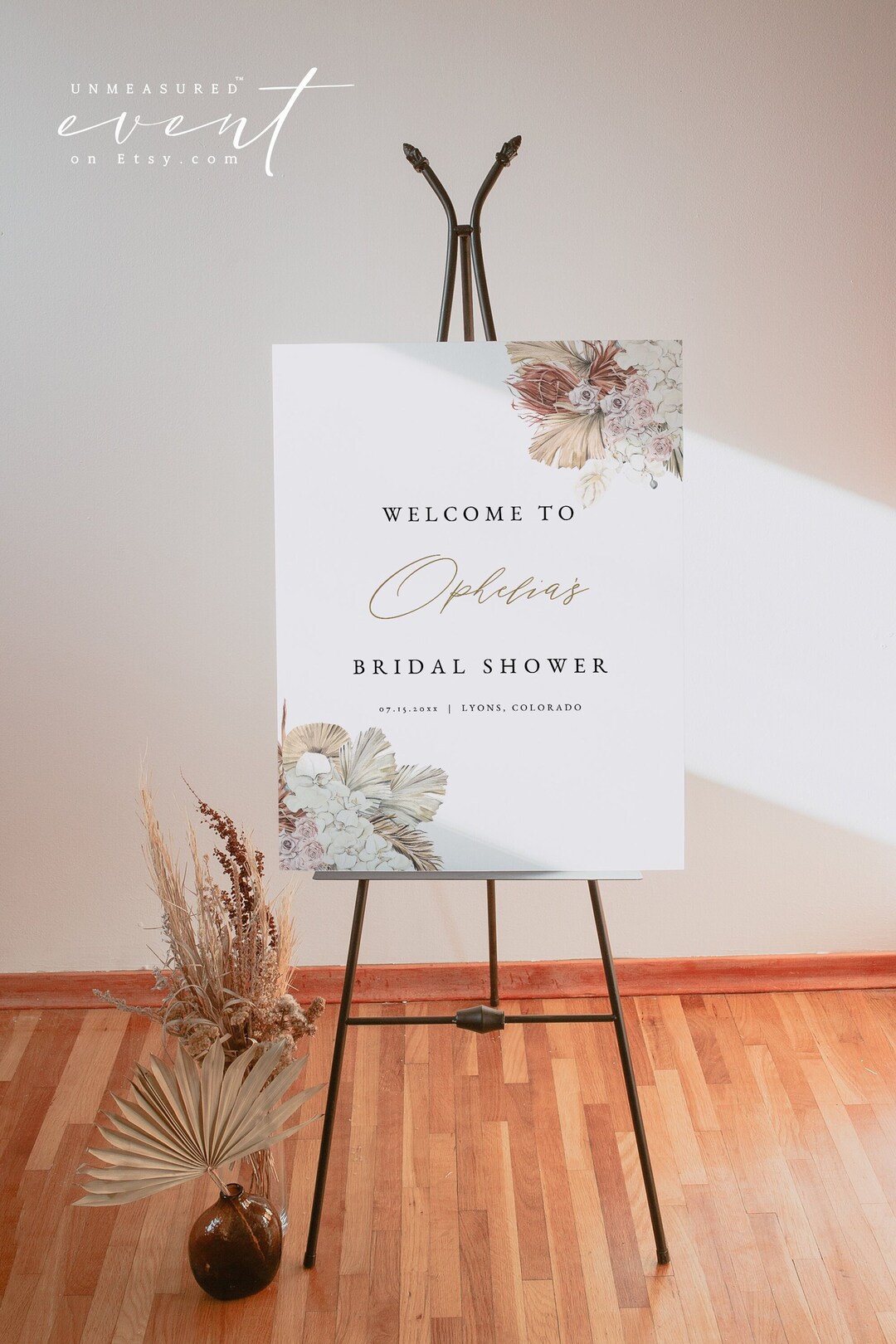 Boho Bridal Shower Welcome Sign Template, Tropical Bridal Shower ...