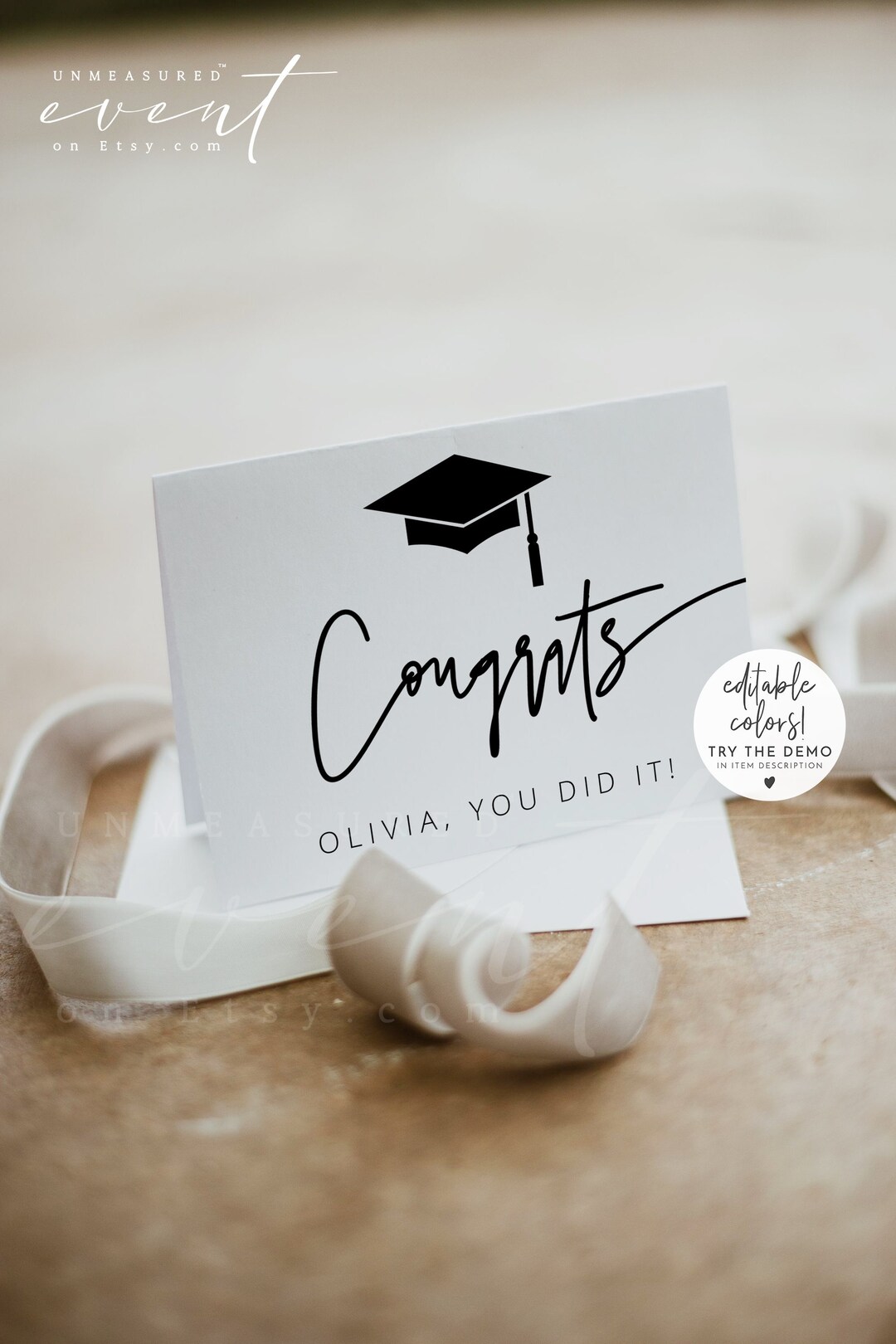 Graduation Congratulations Card Template, Modern Minimalist Congrats ...
