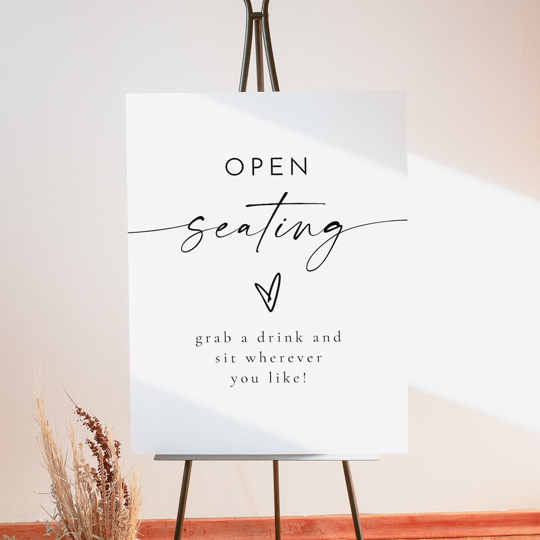 BLAIR PRINTED + SHIPPED Open Seating Sign, 18x24" Wedding Open Seating ...