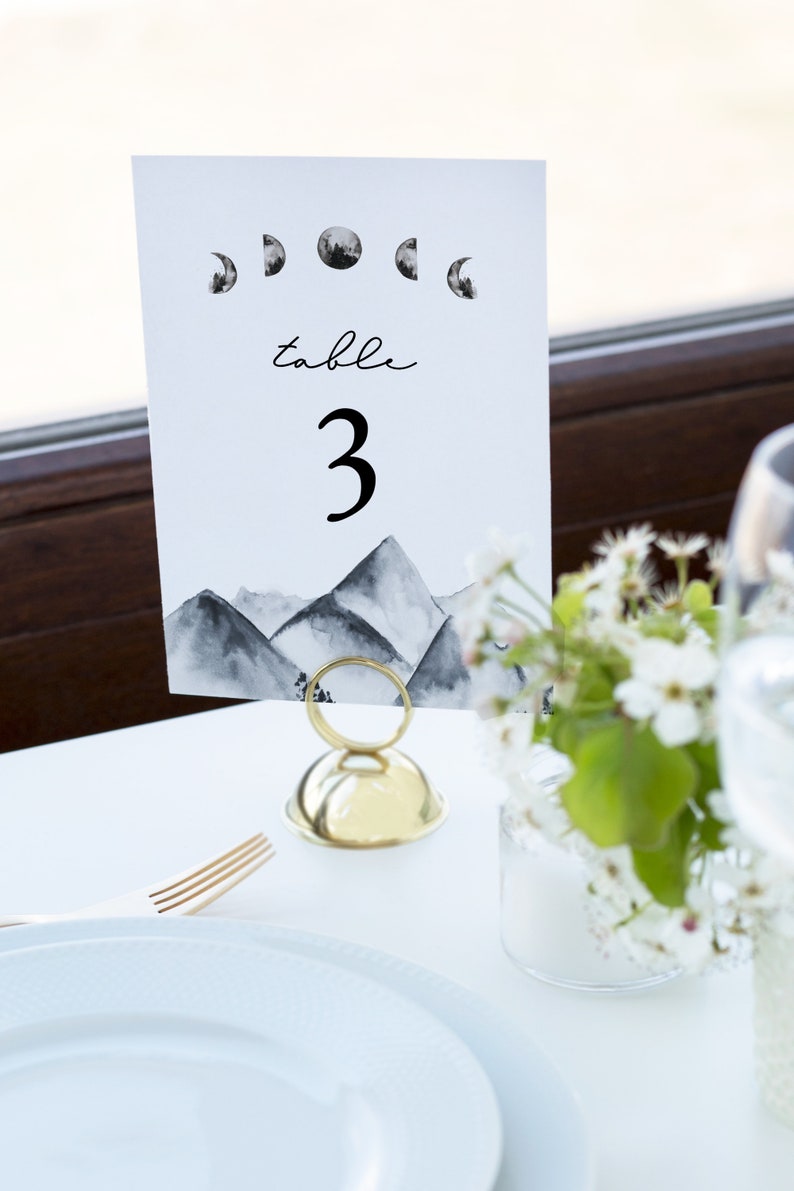 DENALI Mountain Wedding Table Number Template Bohemian - Etsy