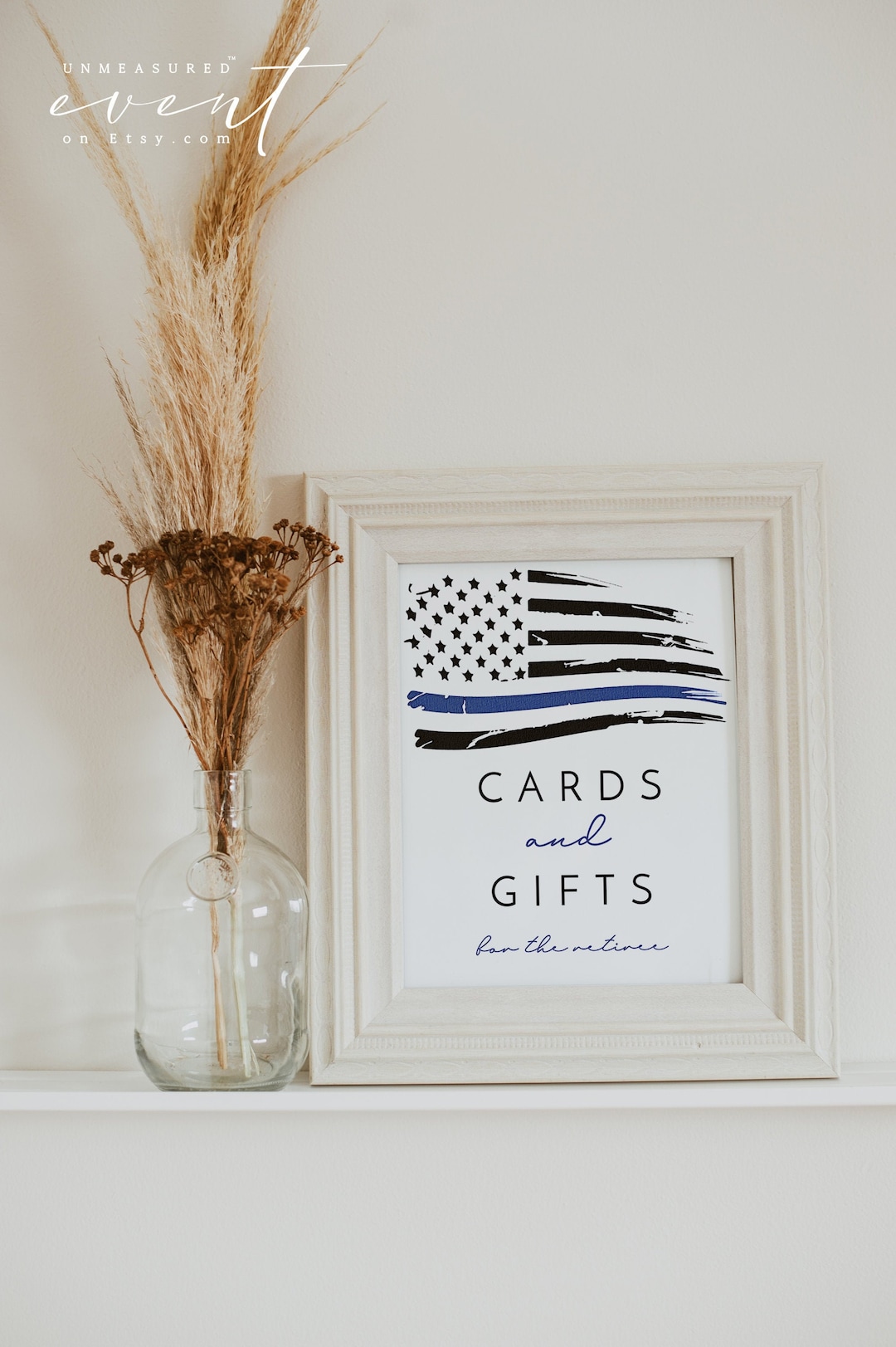 Police Retirement Cards and Gift Sign Printable, Thin Blue Line Flag ...