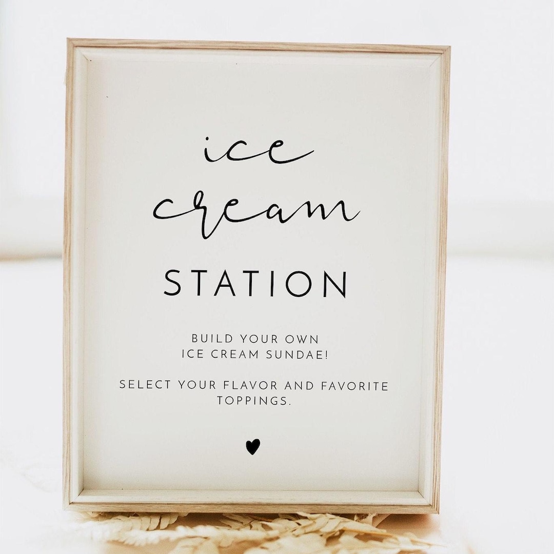 Minimalist Ice Cream Bar Sign Printable, Modern Baby Shower Sign ...