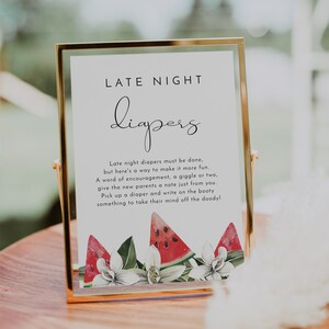 MAYA Watermelon Late Night Diapers Baby Shower Game, Watermelon Baby ...