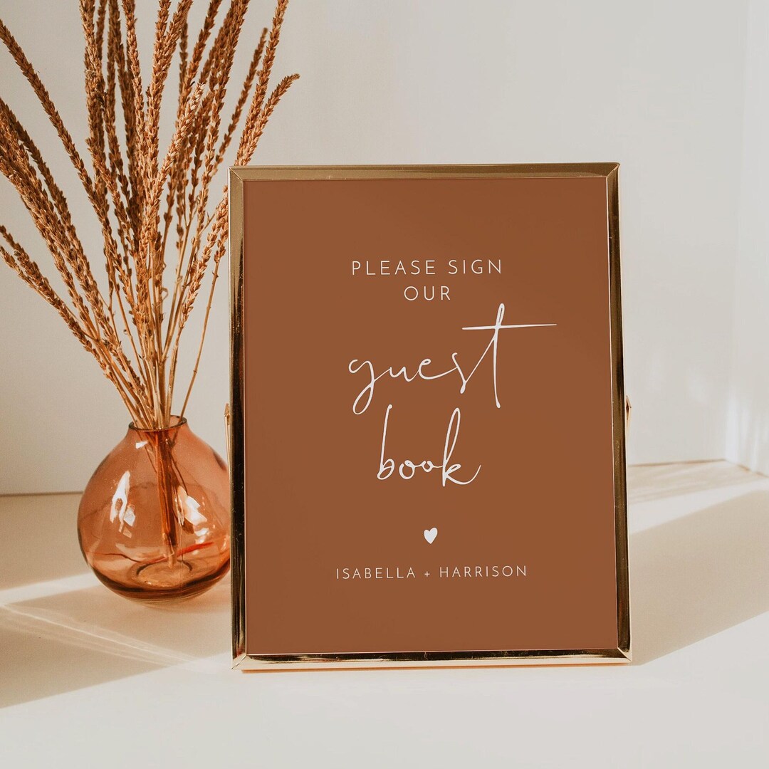 Terracotta Guestbook Sign Template, Bohemian Wedding Guest Book Table ...