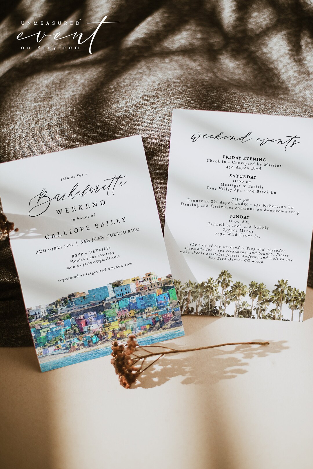 Puerto Rico Bachelorette Invitation Template, San Juan Skyline ...