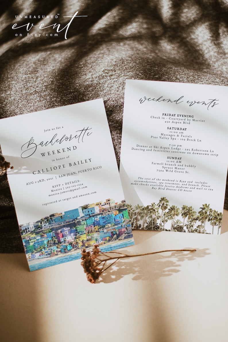 Puerto Rico Bachelorette Invitation Template, San Juan Skyline ...