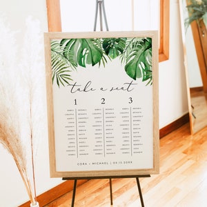 Tropical Banquet Seating Chart Template, Wedding Seating Chart ...
