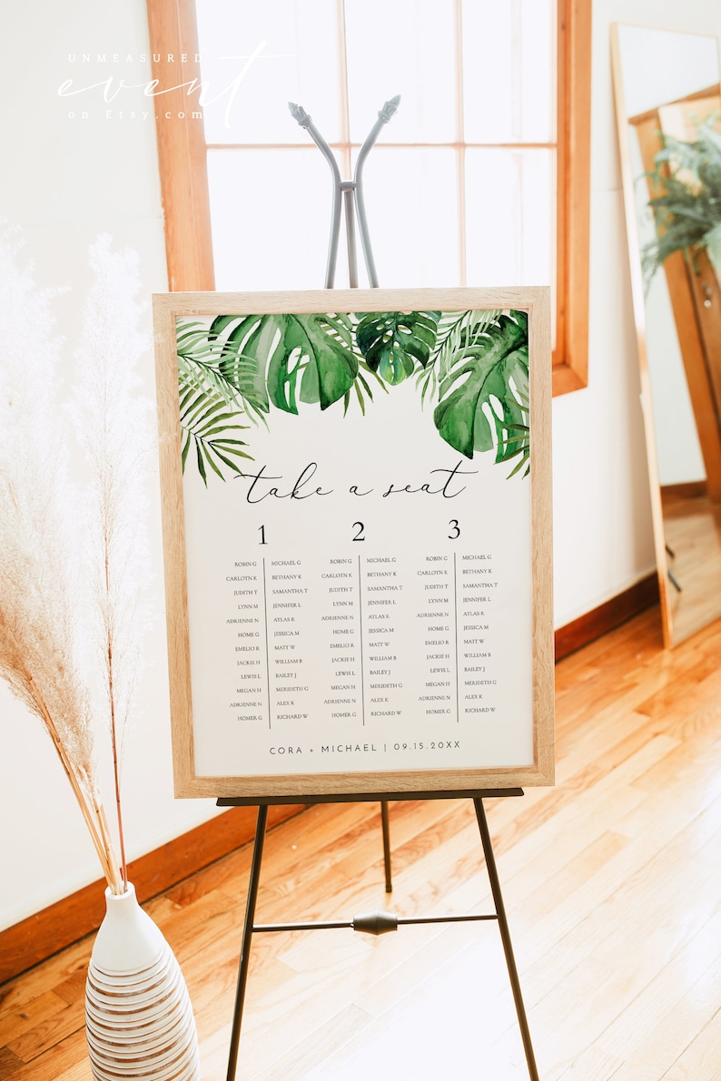 Tropical Banquet Seating Chart Template, Wedding Seating Chart ...
