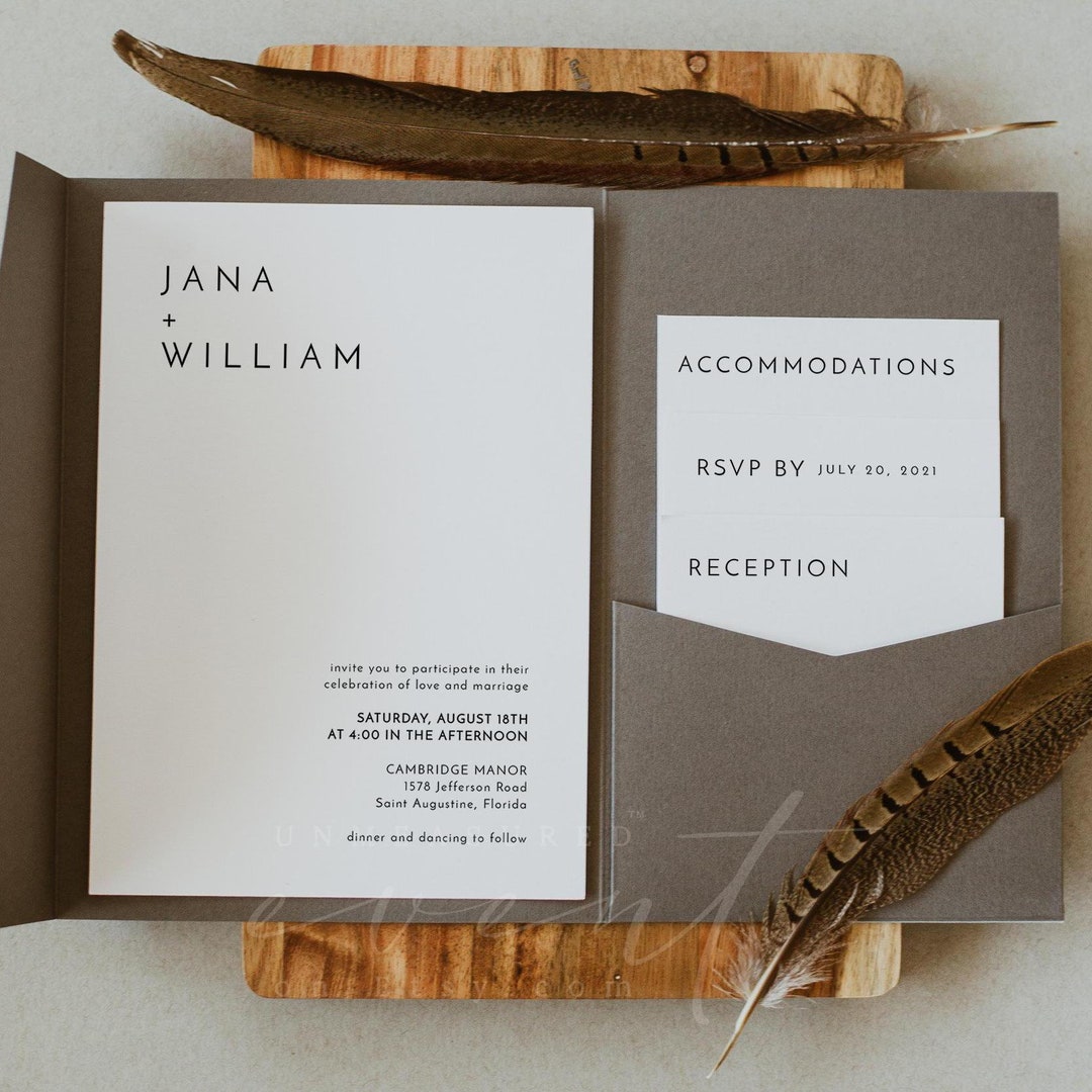 Pocket Wedding Invitation Template, Wedding Invitations, Stackable ...