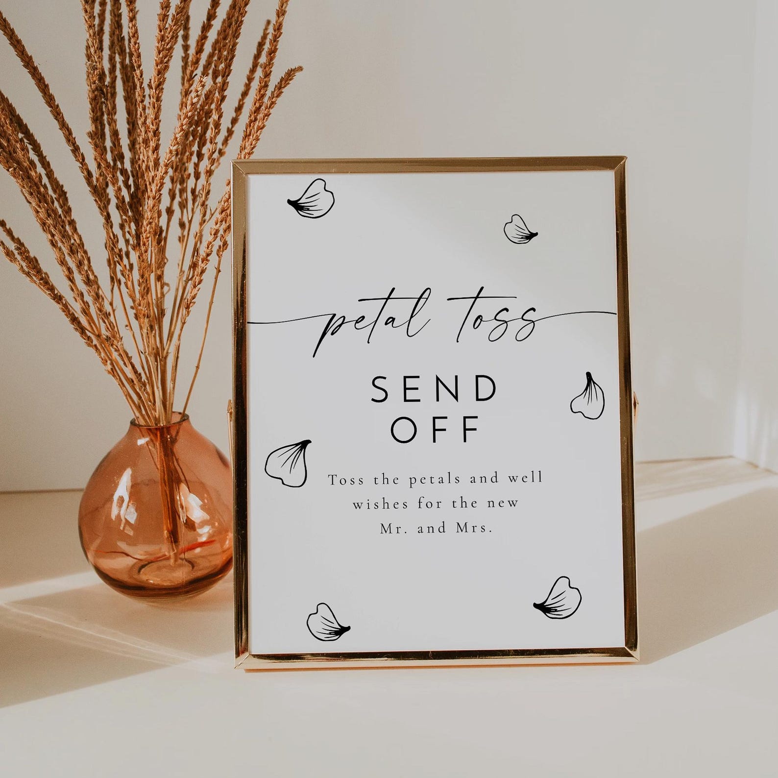 Petal Toss Sign Template, Modern Petal Toss Send off Sign, Minimalist ...