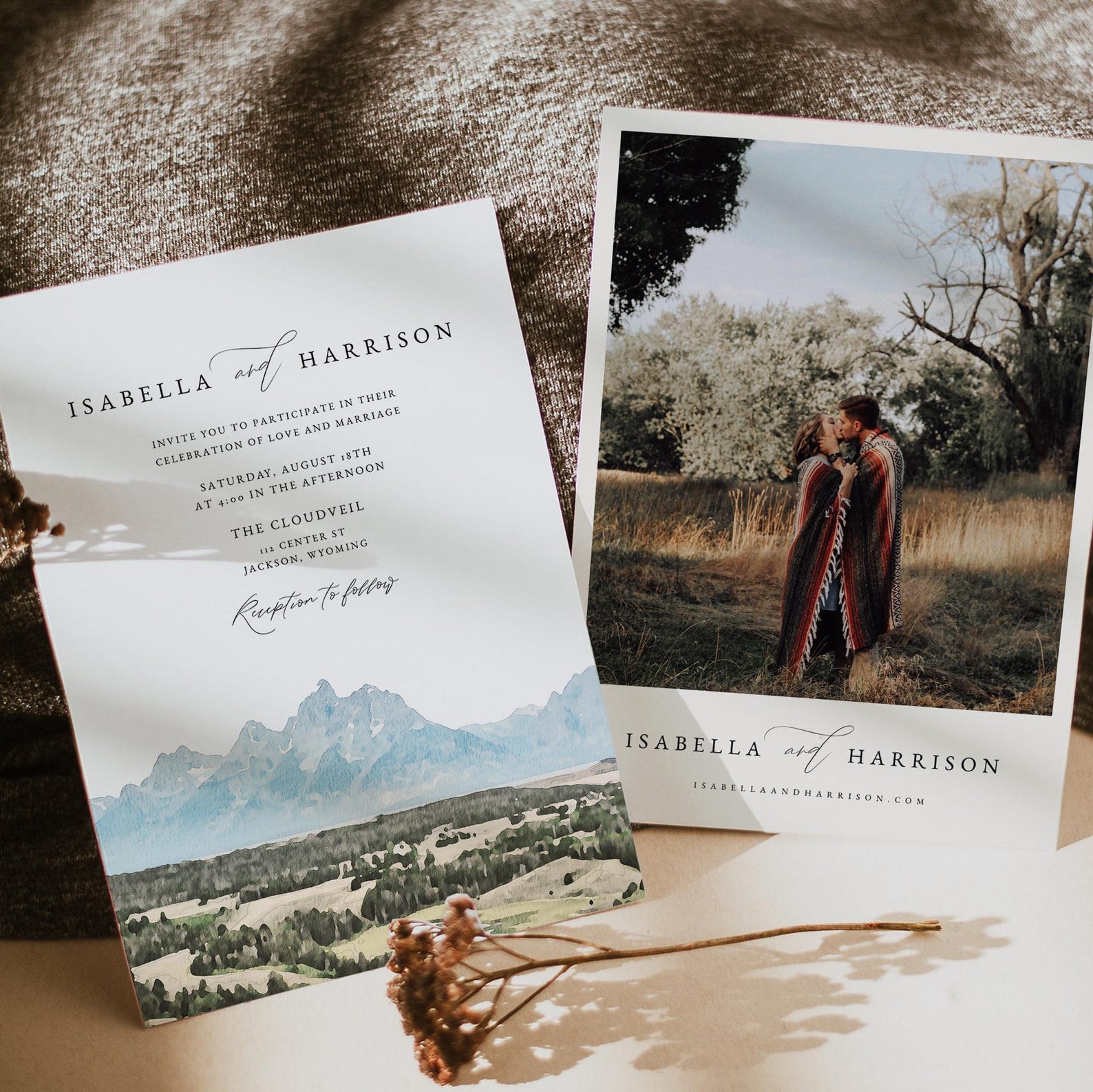 JACKSON HOLE Wedding Invitation Template Suite, Jackson Hole Skyline ...
