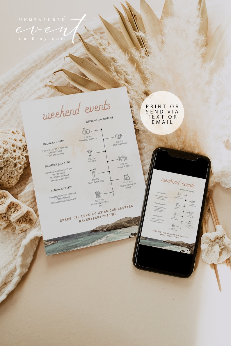 NANI Wedding Welcome Letter Template, Vintage Hawaii Wedding Timeline ...