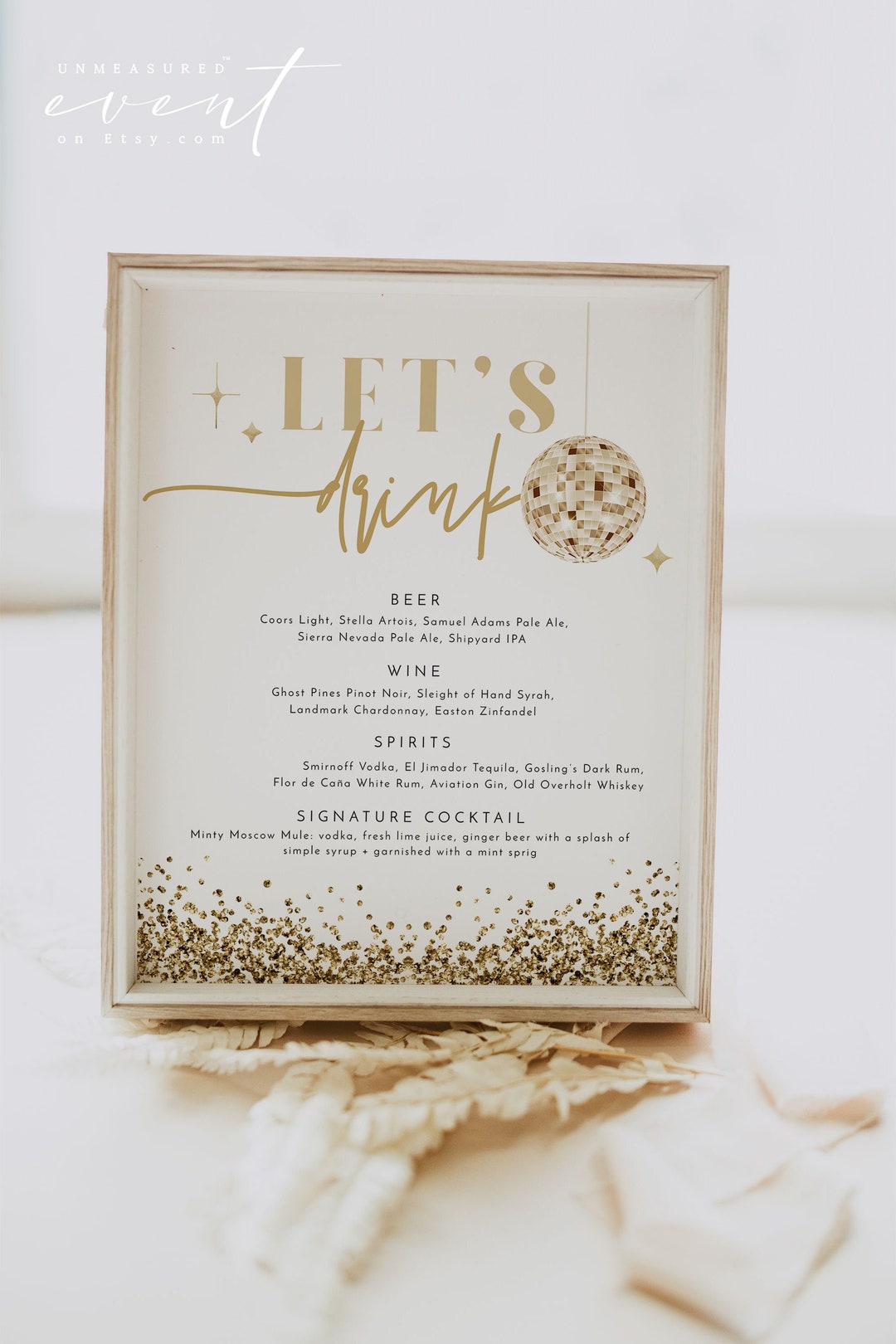 REGINA Disco Bar Menu Sign Template, Disco Bachelorette Drink Menu ...