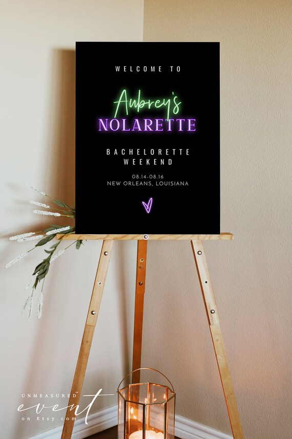 LOLA Bachelorette Welcome Sign Nolarette Welcome Sign Neon | Etsy
