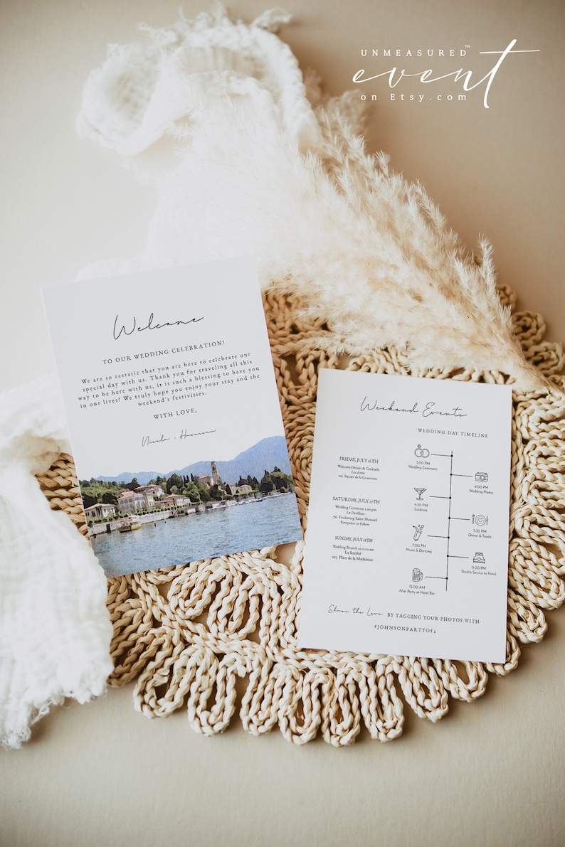 LAKE COMO Wedding Welcome Letter Template Italy Skyline | Etsy