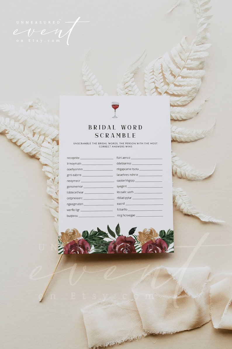 DEMI Word Scramble Bridal Shower Game, Vino Before Vows Wine Game ...
