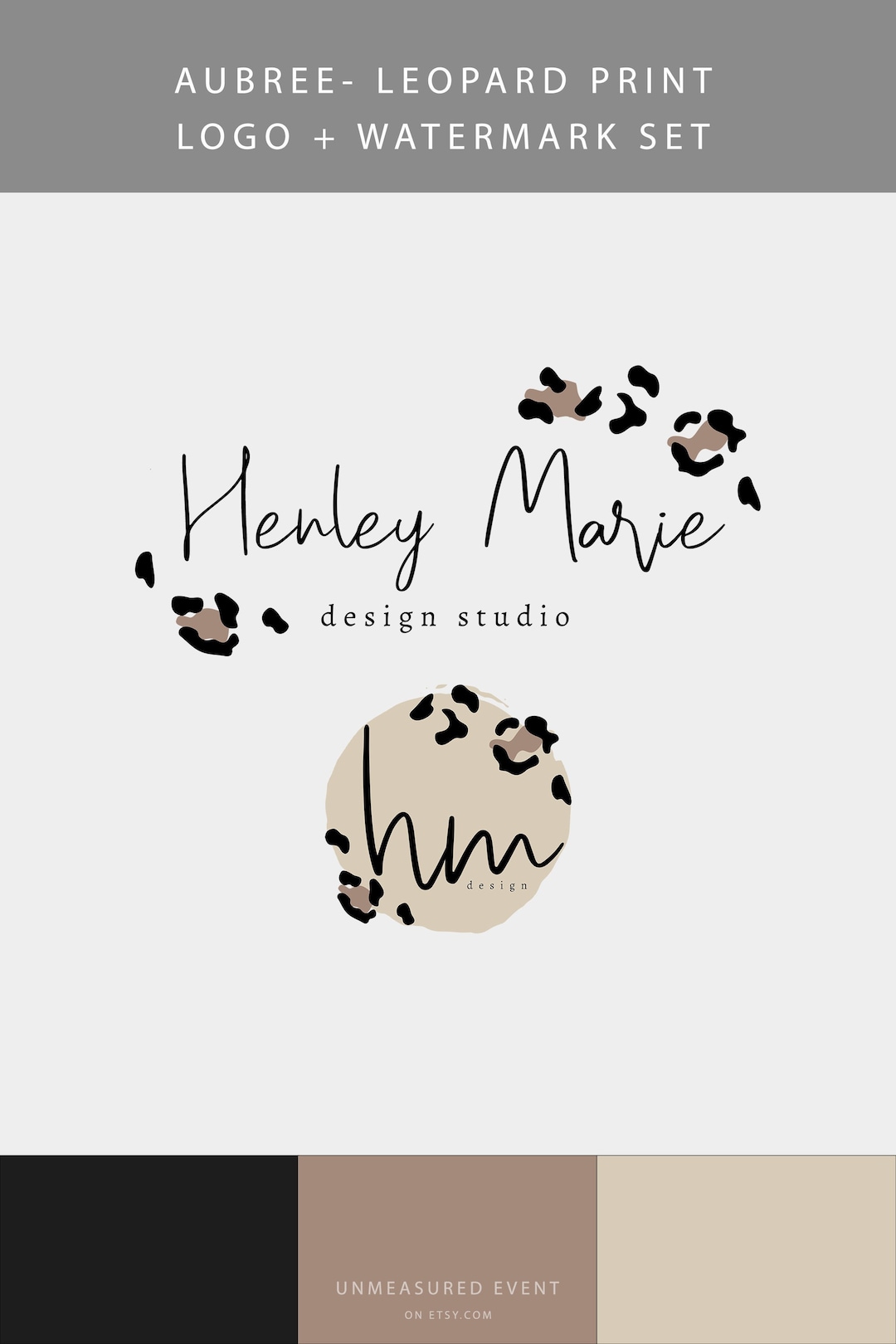 AUBREE Leopard Print Logo Template, Instant Download Premade Logo ...