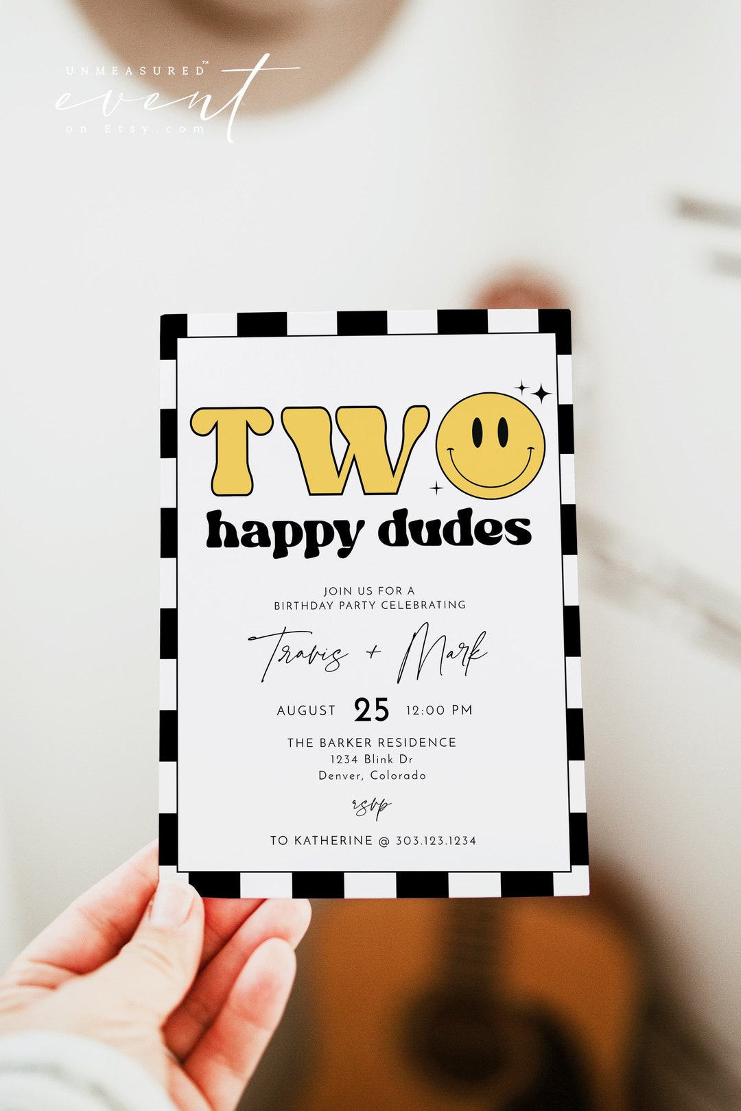 Happy Dude Birthday Invitation Template, Joint Birthday Party Invite ...