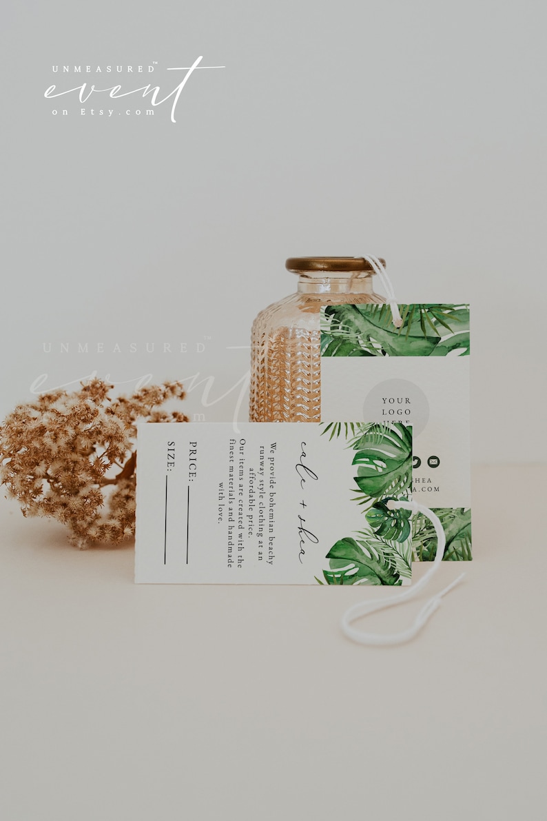 Clothing Hang Tag Printable, Small Business Tag Template, Tropical Hang ...